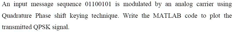 Solved Quadrature Phase Shift Keying Technique Write The Matlab Code To Plot The Transmitted 3596