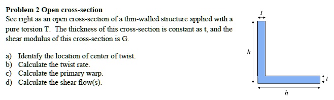 SOLVED: Problem 2 Open cross-section See right as an open cross-section ...