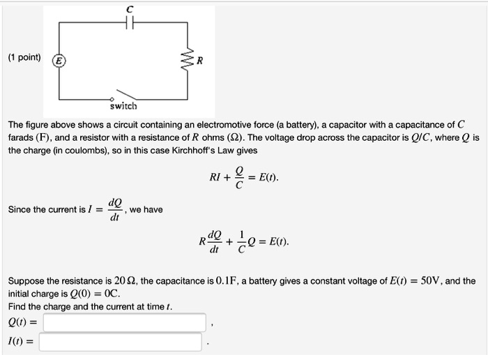 SOLVED: Switch The figure above shows a circuit containing an electromotive force (a battery), a ...