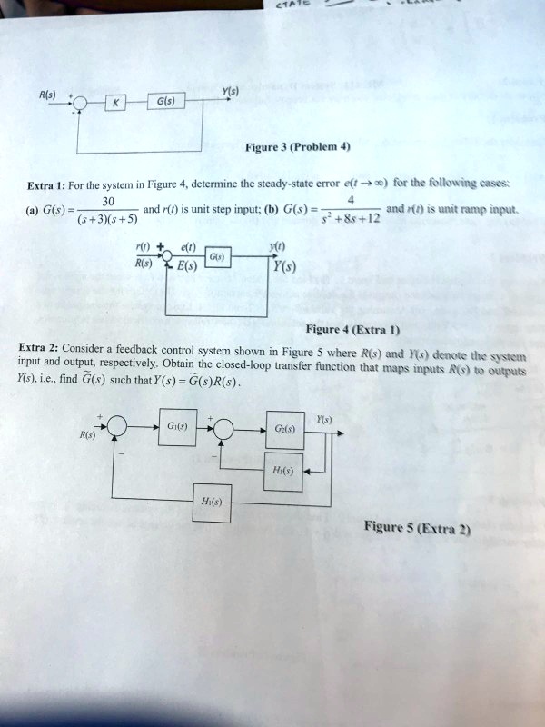 SOLVED: Text: CTAT R(s) K G(s) Y(s) Figure 3 (Problem 4) Extra 1: For the system in Figure 4 ...