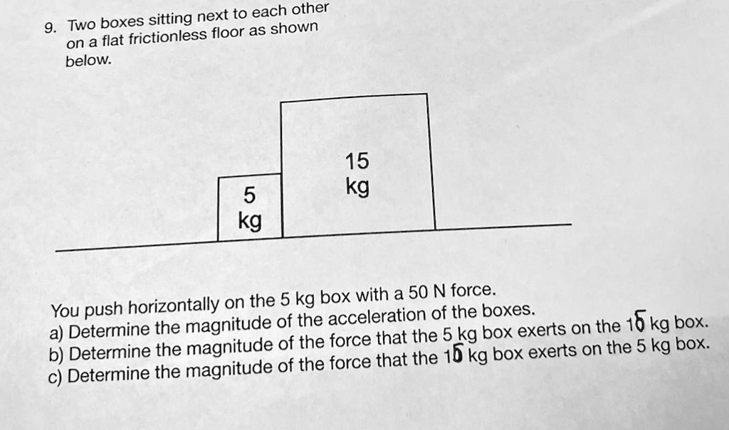 9. Two boxes sitting next to each other on a flat frictionless floor as ...