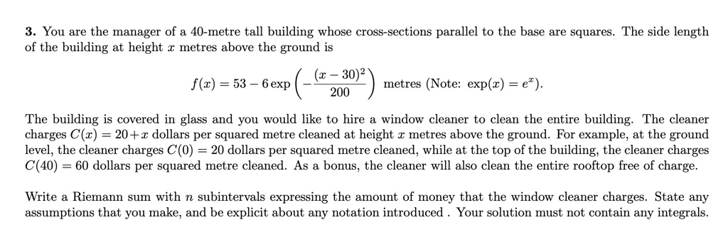 you are the manager of a 40 metre tall building whose cross sections ...