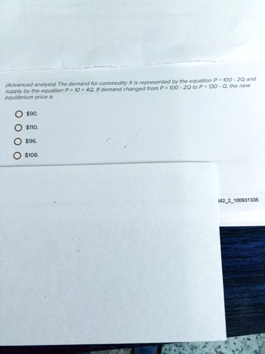 (Advanced analysis) The demand for commodity X is represented by the ...