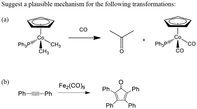 SOLVED: Suggest a plausible mechanism for the following transformations: Co PhaPIu" "CH3 CH3 Co ...