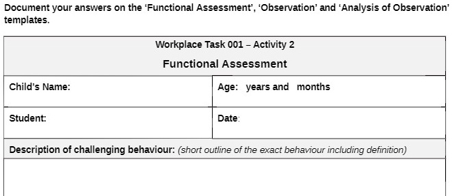 SOLVED: "Document your answers on the 'Functional Assessment ...