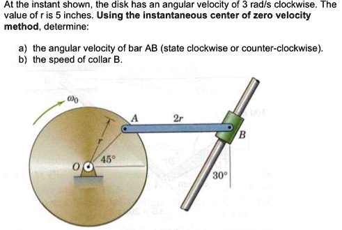 SOLVED: At the instant shown, the disk has an angular velocity of 3 rad/s clockwise. The value ...