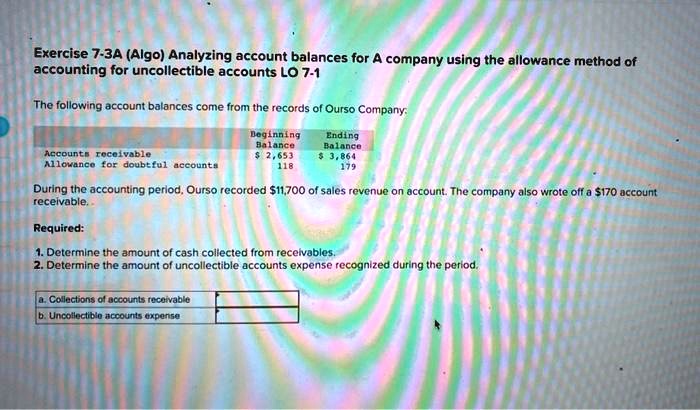 SOLVED: Exercise 7-3A (Algo) Analyzing account balances for A company ...