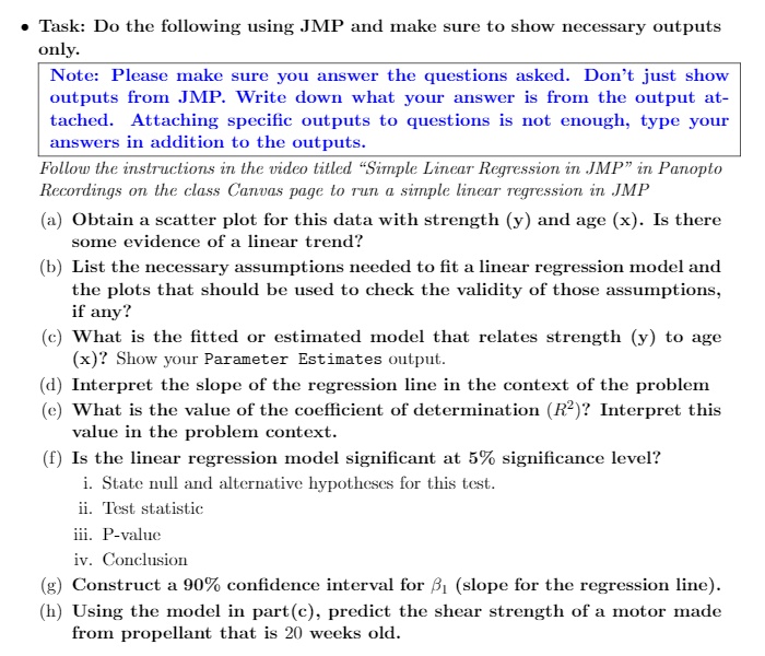 task do the following using jmp ad make sure to show necessary outputs only note please make ...