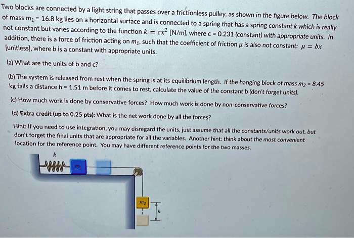two blocks are connected by light string that passes over frictionless of mass m 168 kg lies on ...
