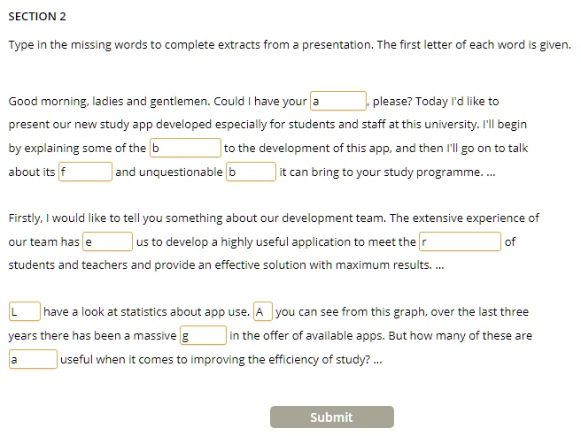 SECTION 2 Type in the missing words to complete extracts from a ...