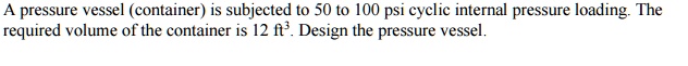 A pressure vessel (container) is subjected to 50 to 100 psi cyclic ...