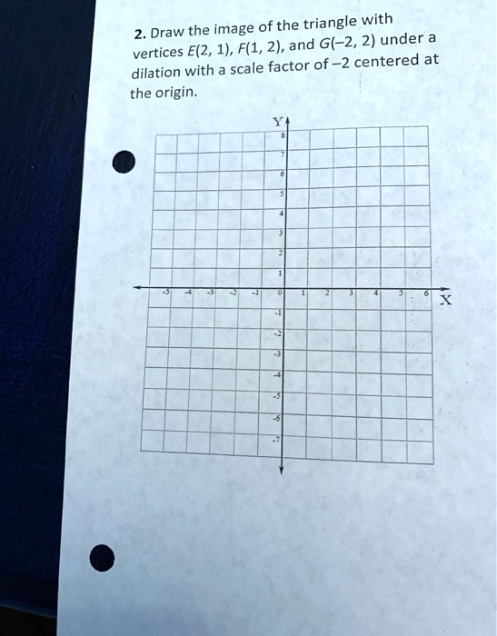 SOLVED:Draw the image of the triangle with vertices E(2, 1), F(l,2),and G(-2, 2) under a a scale ...