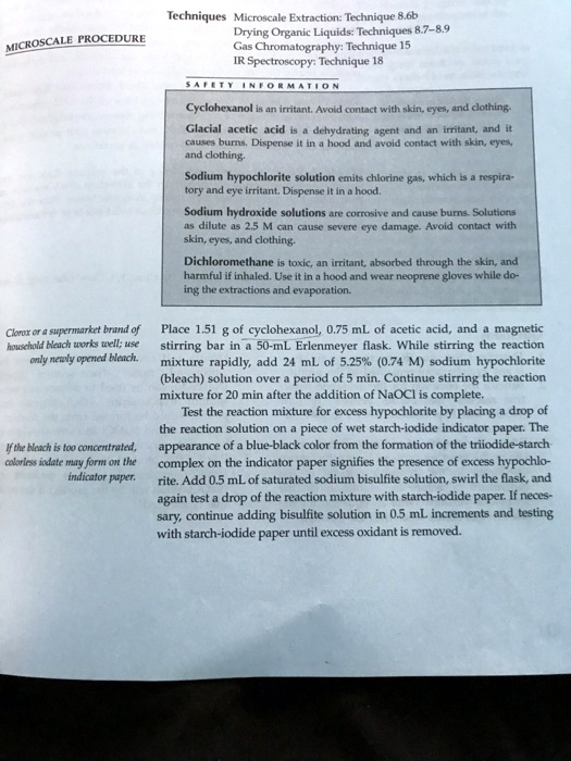 SOLVED: Techniques Mic roscale Extraction: Technique 8,6b Drying ...