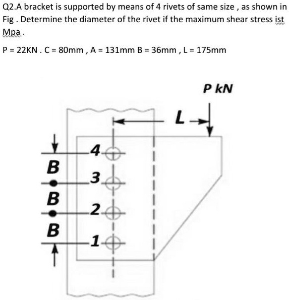 I need the answer quickly. Q2. A bracket is supported by means of 4 ...