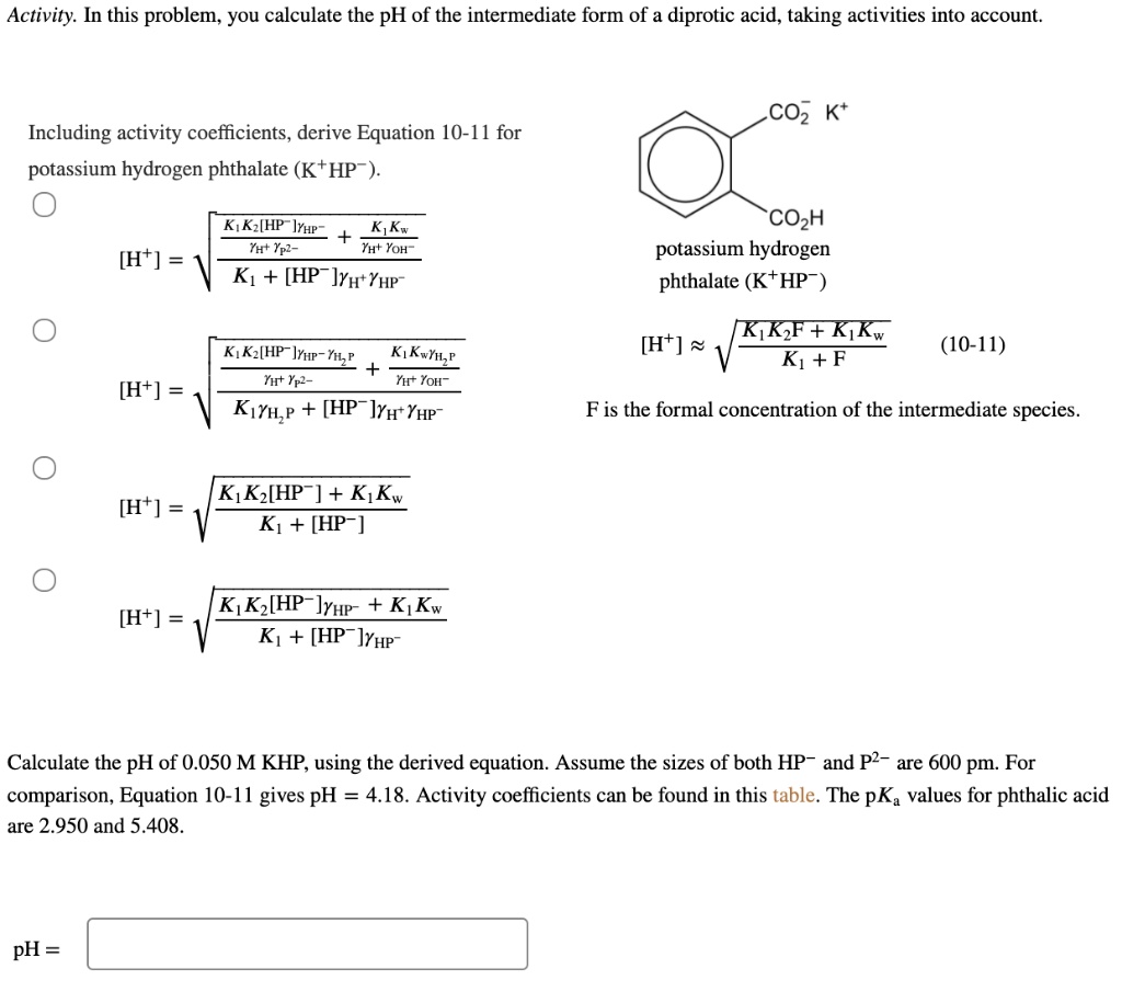 SOLVED: Activity In this problem; you calculate the pH of the ... SOLVED: Activity In this problem; you calculate the pH of the ...