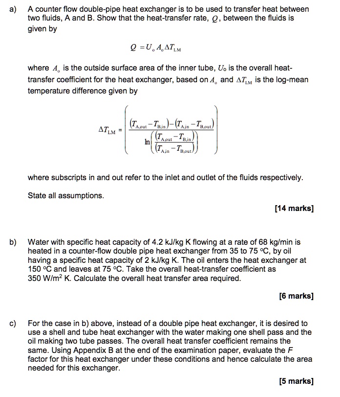 SOLVED: A counterflow double-pipe heat exchanger is to be used to transfer heat between two ...