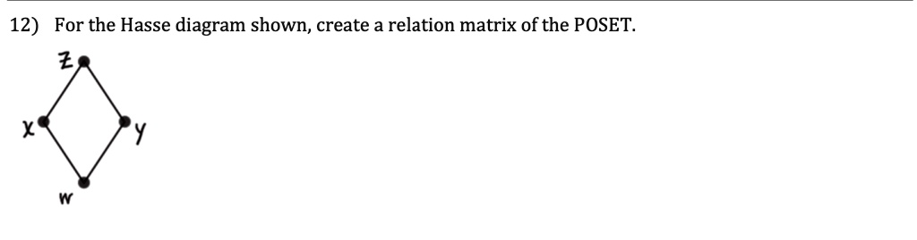 Solved 12 For The Hasse Diagram Shown Create A Relation Matrix Of