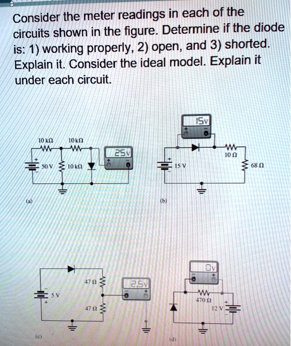 SOLVED: Consider the meter readings in each of the circuits shown in the figure. Determine if ...