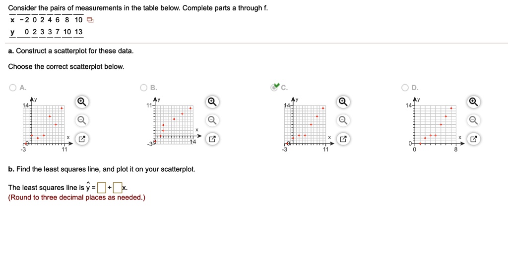 SOLVED: Consider the pairs of measurements in the table below: Complete ...