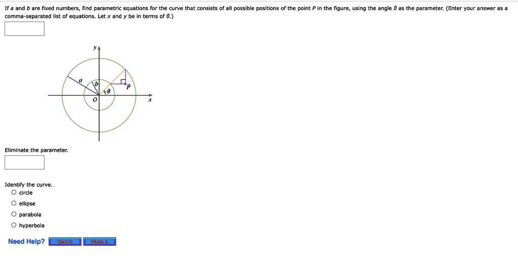 If a and b are fixed numbers, find parametric equations for the curve that consists of all ...