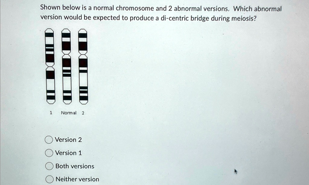 shown below is a normal chromosome and 2 abnormal versions which ...