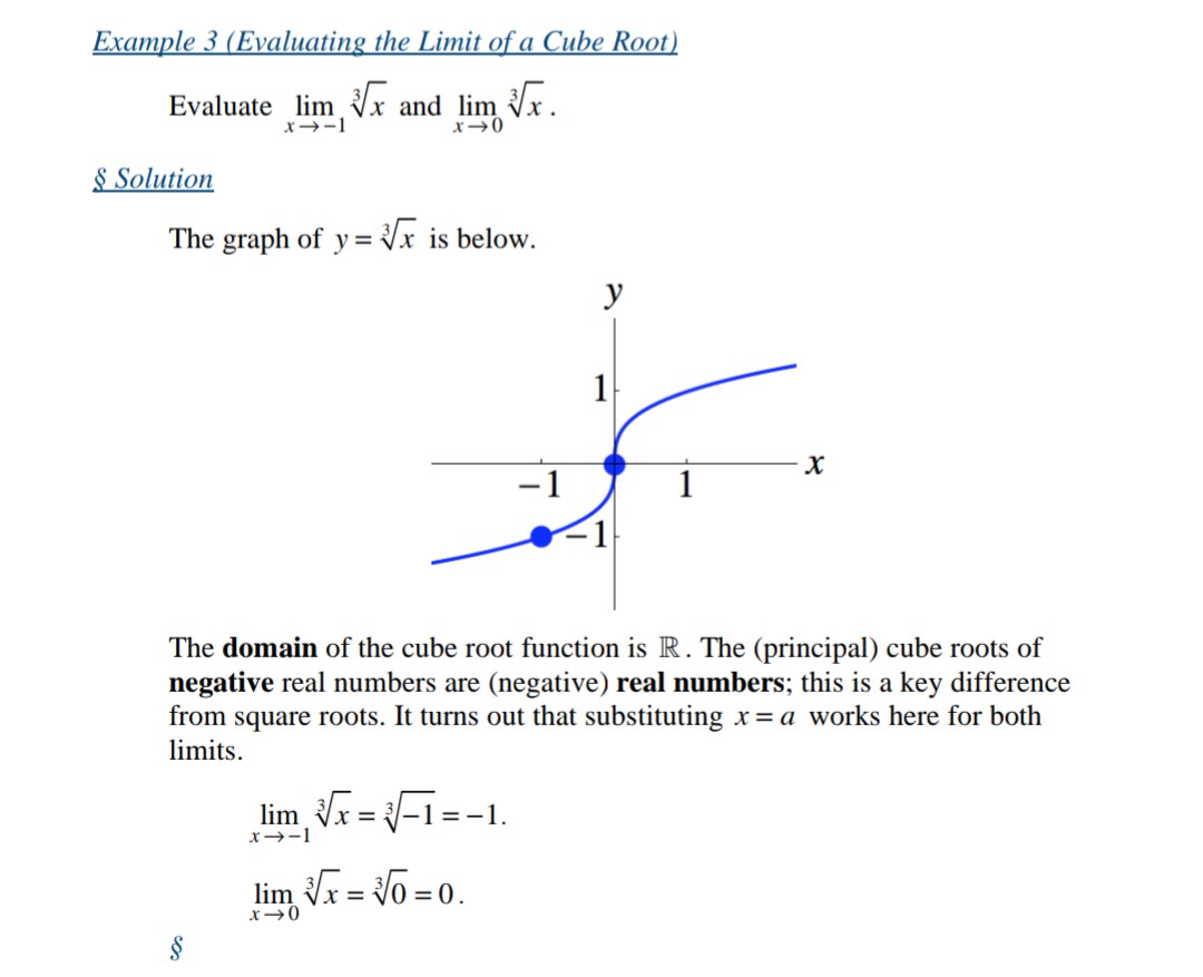 SOLVED: Example 3 (Evaluating the Limit of a Cube Root) Evaluate limx → ...