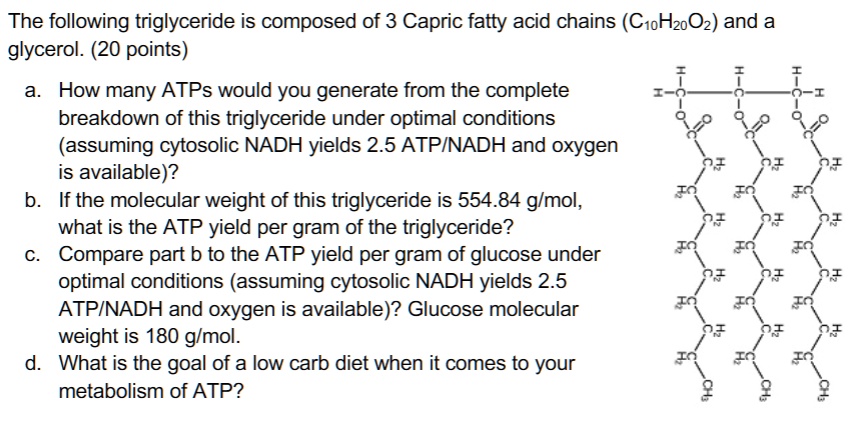 SOLVED: The following triglyceride is composed of 3 Capric fatty acid ...
