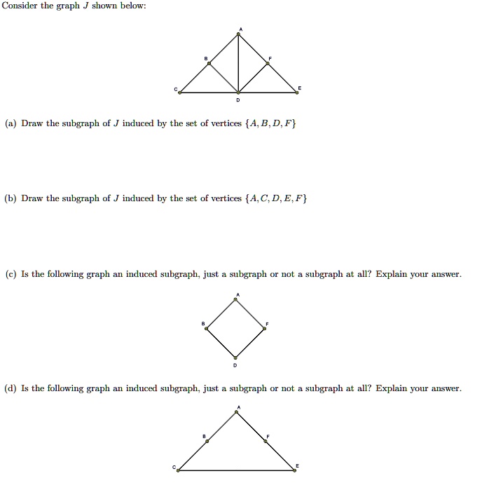 SOLVED: Consider the graph shown below: Draw the subgraph induced by ...
