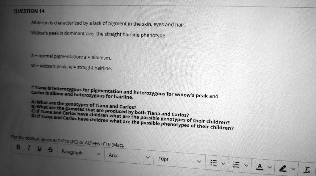 SOLVED: Albinism is characterized by a lack of pigment in the skin ...