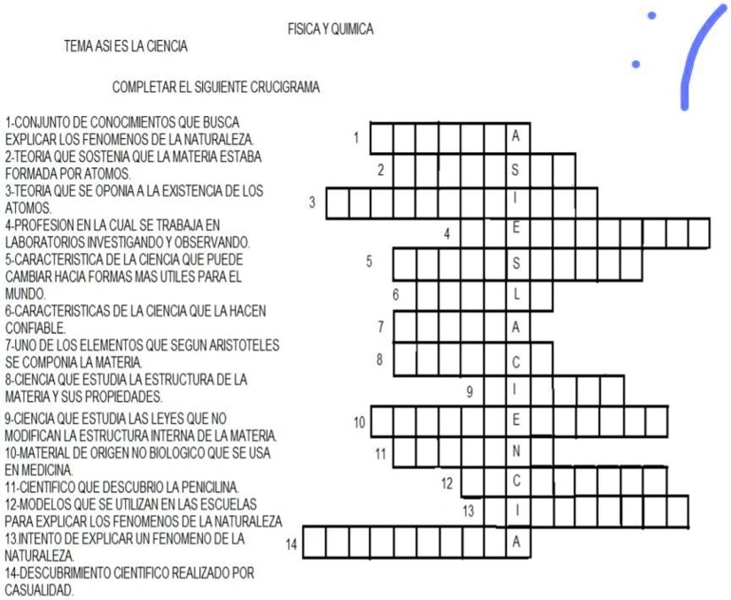 SOLVED: me llevo mal con los crucigramas ksjksj FISICAY QUIMICA TEMA ...