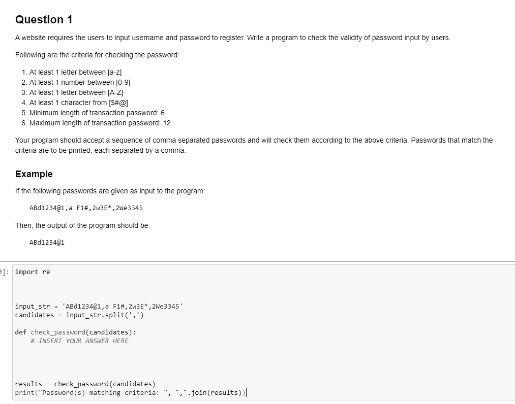 SOLVED: A website requires users to input a username and password to ...