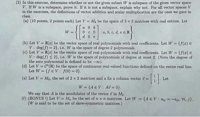 texts in this exercise determine whether or not the given subset w is a subspace of the given ...