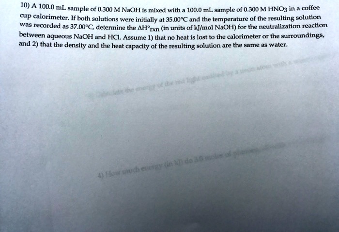 SOLVED: A 100.0 mL sample of 0.300 M NaOH is mixed with a 100.0 mL ...