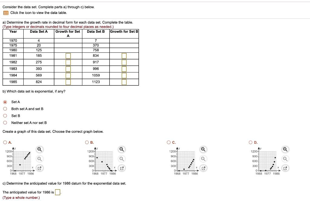 SOLVED: Consider the data set: Complete Parts a) through below Click ... SOLVED: Consider the data set: Complete Parts a) through below Click ...