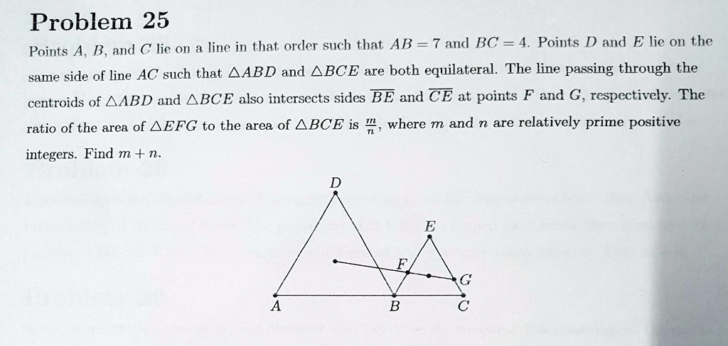 [GET ANSWER] Problem 25 Points A, B, and C lie on a line in that order such that AB = 7 and BC ...