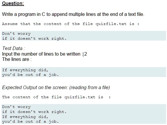 Solved Lab Text Files Question Write A Program In C To Append Multiple Lines At The End Of A 3065