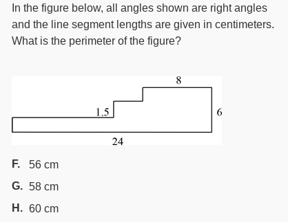 In the figure below, all angles shown are right angles and the line ...