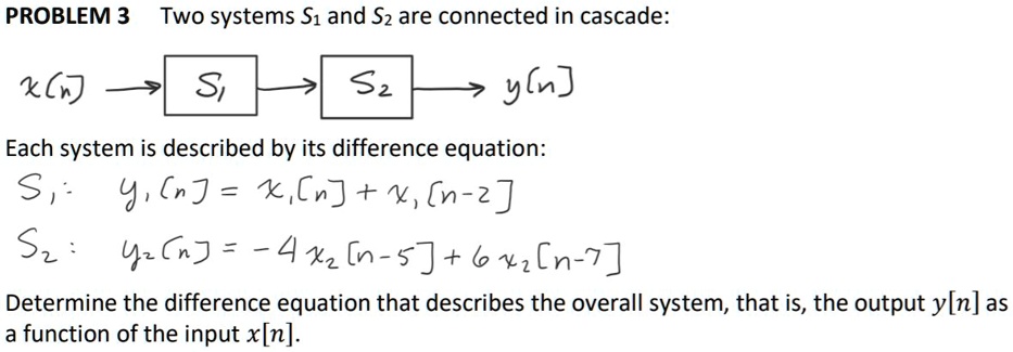 SOLVED: PROBLEM 3 Two systems S1 and S2 are connected in cascade: S1 S2 ...