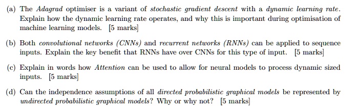 SOLVED: (a) The Adagrad optimizer is a variant of stochastic gradient ...