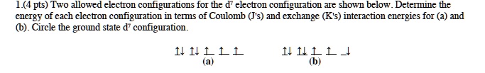 SOLVED: 1.(4 pts) Two allowed electron configurations for the d ...