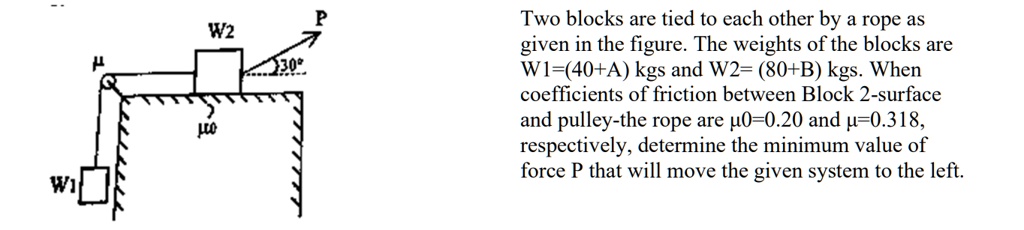 SOLVED: A = 10 and B = 20 Two blocks are tied to each other by a rope as given in the figure ...