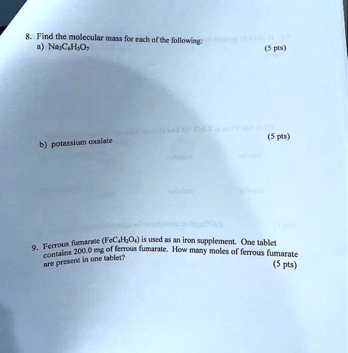 SOLVED: Find the molecular mass for each of the following: Na;CoH;On ...