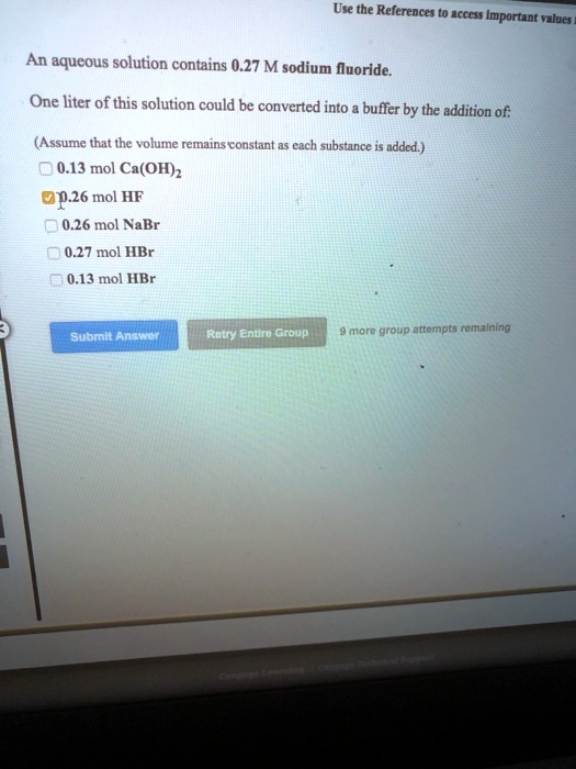 SOLVED: Use the References to ccei Important File An aqueous solution contains 0.27 M sodium ...