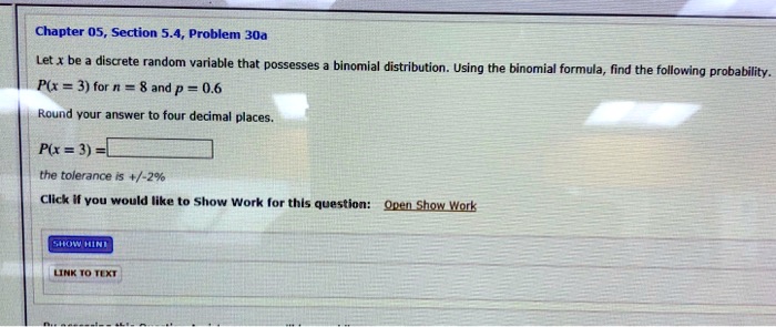 SOLVED: Chapter 05, Section 5.4, Problem 30a Let x be discete random variable that possesses ...