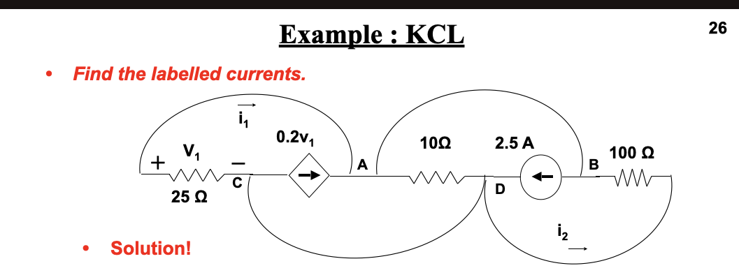 SOLVED: Example: KCL 26 - Find the labelled currents.