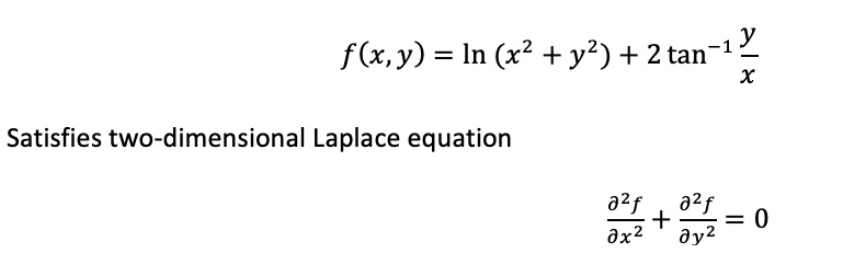 SOLVED: flx,y) = In (x2 +y2) + 2tan-1y Satisfies two-dimensional ...