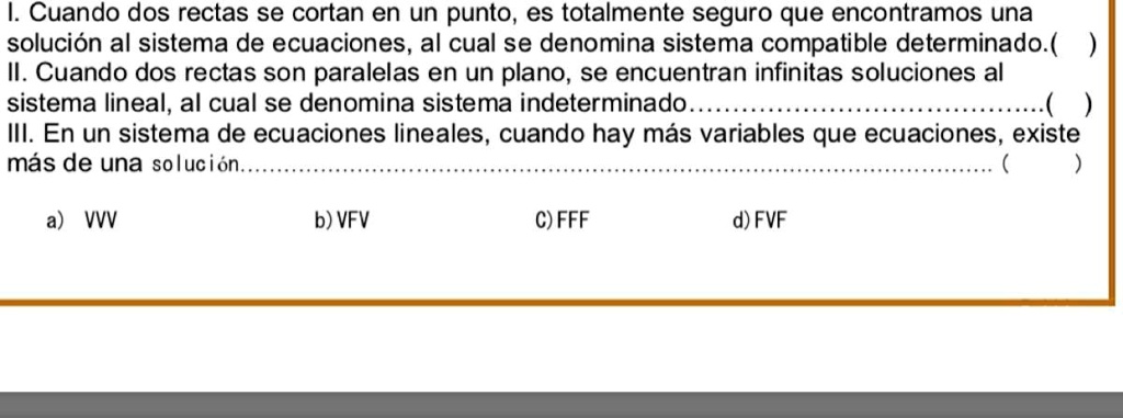 SOLVED: Escribe verdadero o falso según corresponda: 1 Cuando dos ...