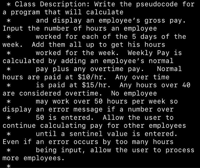 Solved In Java Class Description Write The Pseudocode For A Program That Will Calculate And 8695
