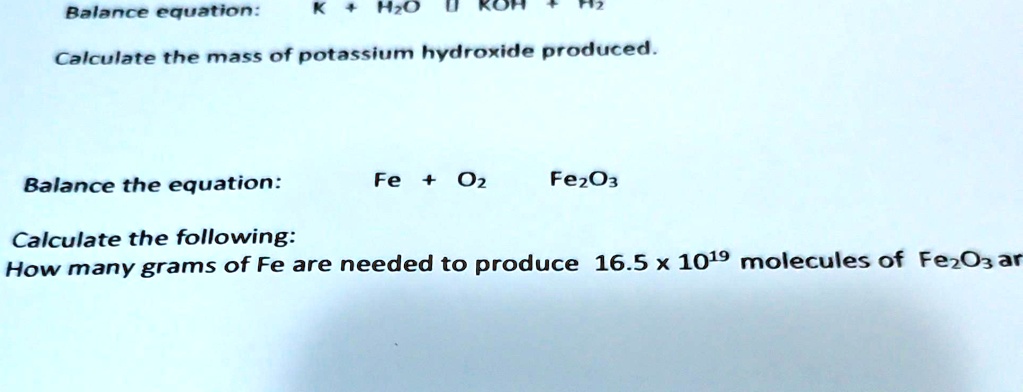 VIDEO solution: Balance equation: KOH + F2 -> KF + H2O Calculate the ...