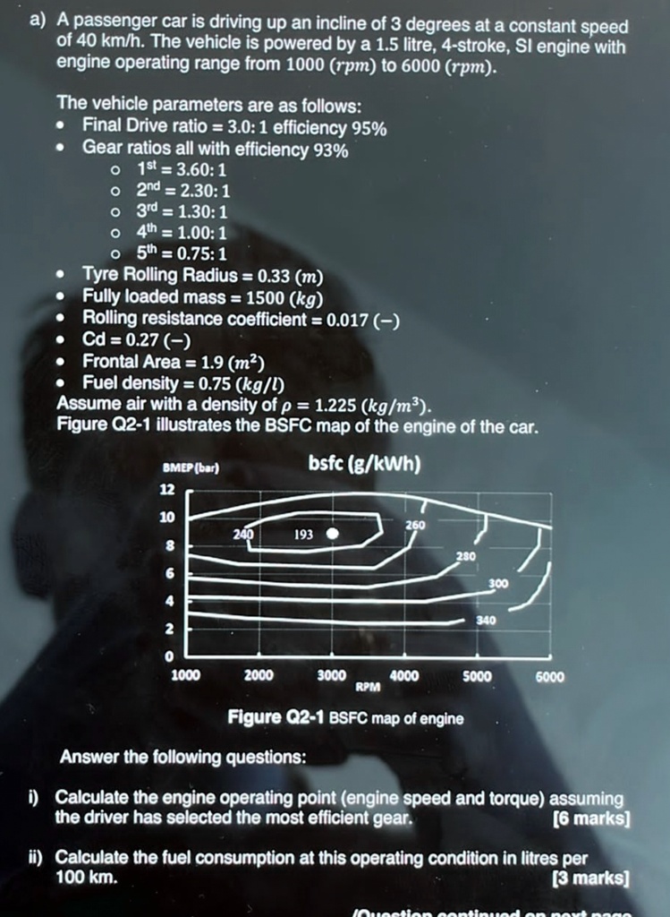 SOLVED: a) A passenger car is driving up an incline of 3 degrees at a ...